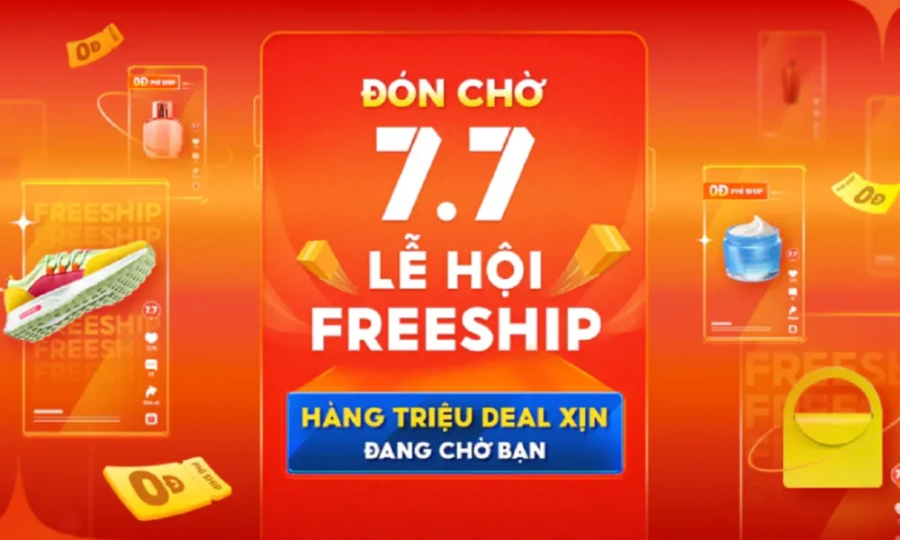 Shopee 7.7: Voucher lên tới 1 Triệu, Shopee Video đến 50%, 0 đồng phí ship